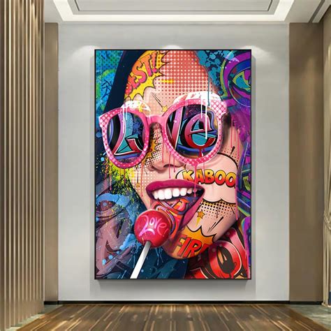Quadro decorativo 1 peça 40x60 pop art colorido abstrato grafite para