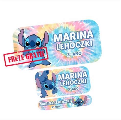 Etiquetas Escolares Stitch 110un Frete Grátis Elo7