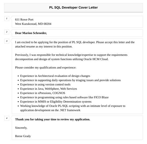 pl sql developer cover letter velvet jobs