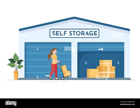 Self Storage Of Cardboard Boxes Filled With Unused Items In Mini