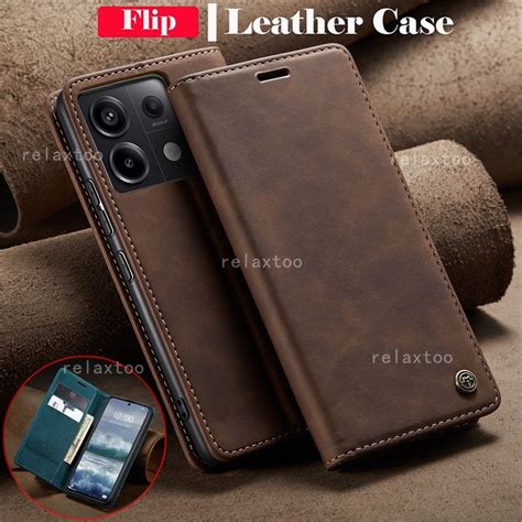 Poco X6 5G Flip Matte Leather Casing For Xiaomi Poco X6 Pro F6 Pro