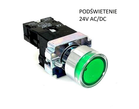 Przycisk zielony podświetlany LED 24V AC DC start 13464123017