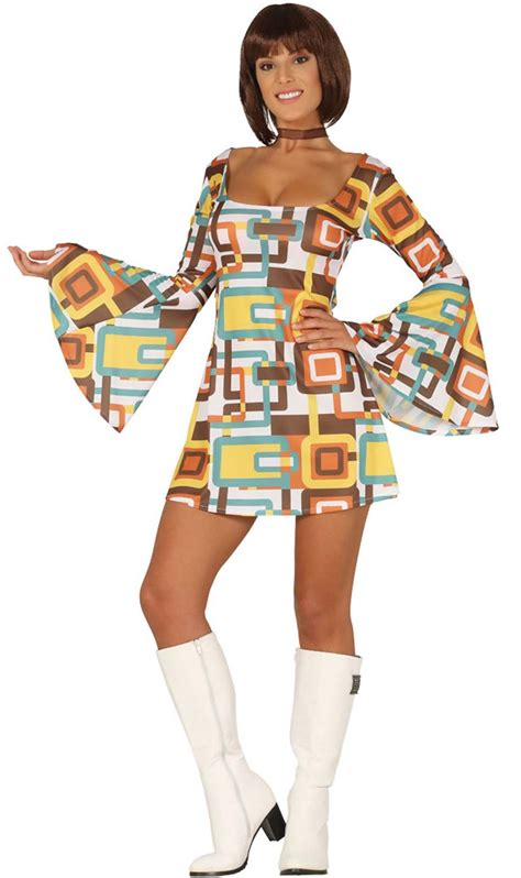 Disfraz de Años 70 Vestido Retro para mujer Vêtements disco Costume