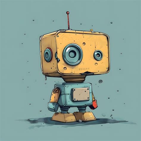 Premium Photo A Cartoon Drawing Of A Robot With Speakers On Its Head