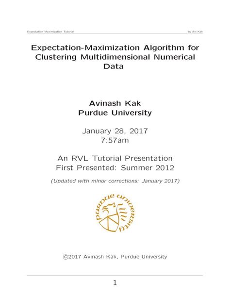 pdf expectation maximization algorithm for clustering expectation maximization tutorial