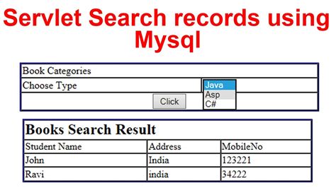 Servlet Search Records Using Mysql Youtube