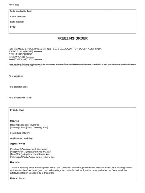 B Freezing Order Doc Template Pdffiller