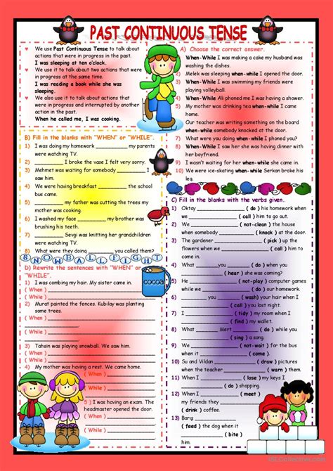 Past Continuous Tense English ESL Worksheets Pdf Doc