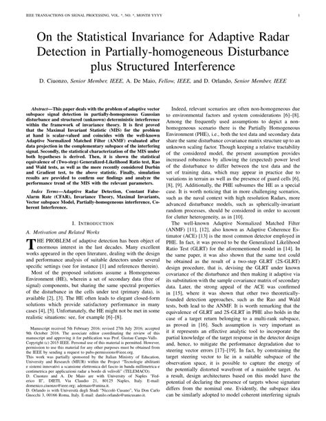 pdf on the statistical invariance for adaptive radar detection in partially homogeneous