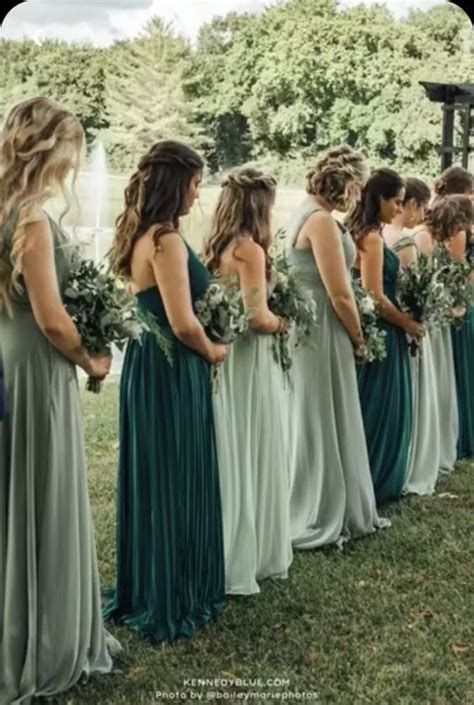 Shades Of Green August Wedding Color Palettes Mismatched Green