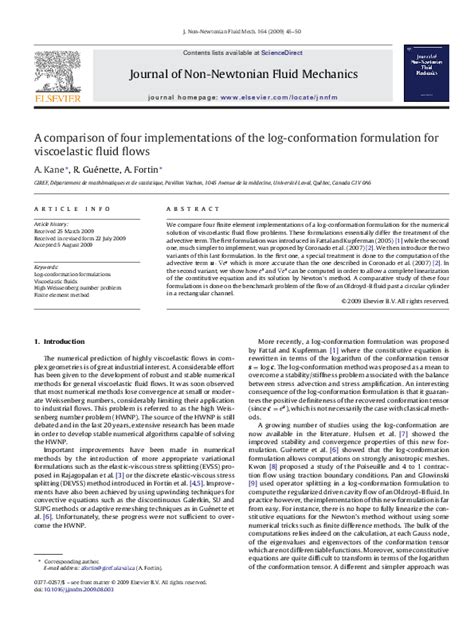pdf a comparison of four implementations of the log conformation formulation for viscoelastic
