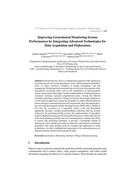 pdf improving geotechnical monitoring system performances by integrating advanced technologies