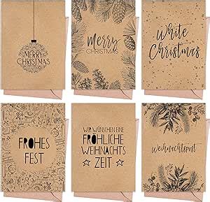 Weihnachtskarten mit Umschlag Set 12 Stück A6 Klappkarten für