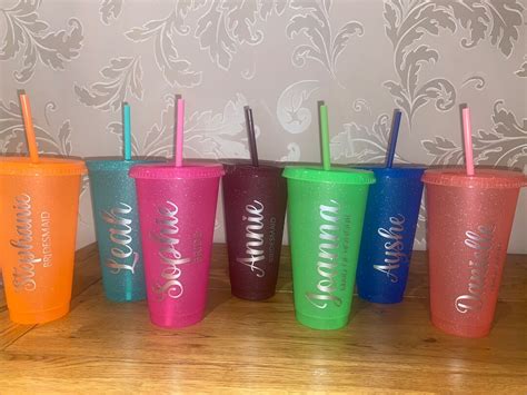 Vasos De Pl Stico Personalizados Con Pajita Etsy Espa A