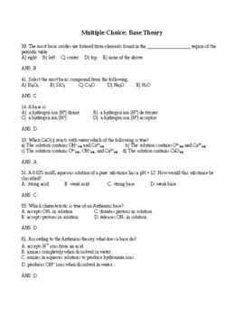 Multiple Choice Base Theory Multiple Choice Grade Chemistry Pg