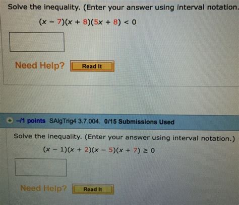 solved solve the inequality enter your answer using
