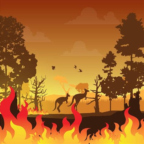 Premium Vector Wildfire Silhouettes Background Forest Fire Vector