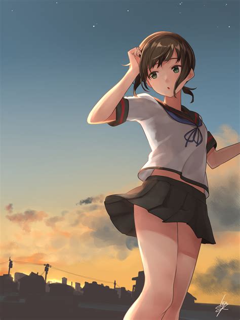 Tapety anime dívky Kantai Collection Fubuki KanColle koňský ohon