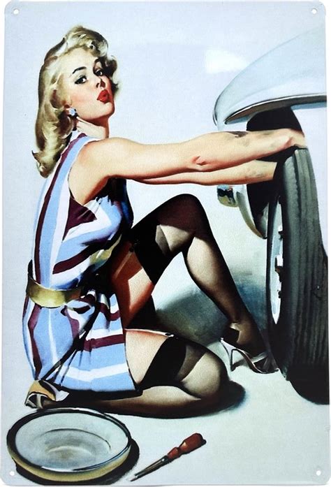 Mancave Inrichting Wanddecoratie Metaalbord Garage Vrouw Vintage
