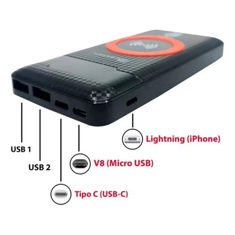 Carregador Power Bank Indu O Qi Sem Fio Mah Pn Pineng