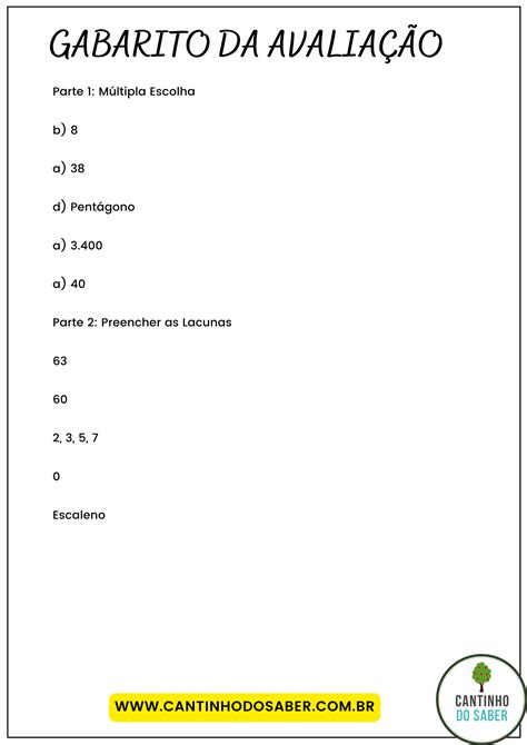 Avaliação De Matemática 4 Ano 3 Bimestre Gabarito EDUKITA