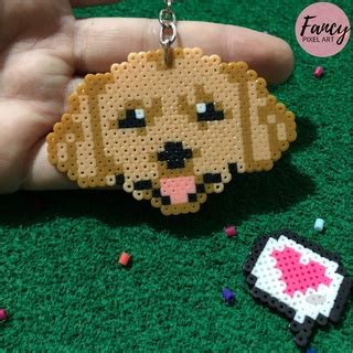 Chaveiro Golden Retriever Hama Beads Perler Beads Pixel Art