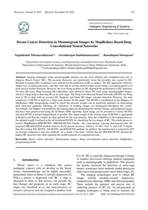 pdf breast cancer detection in mammogram images by mapreduce based deep convolutional neural