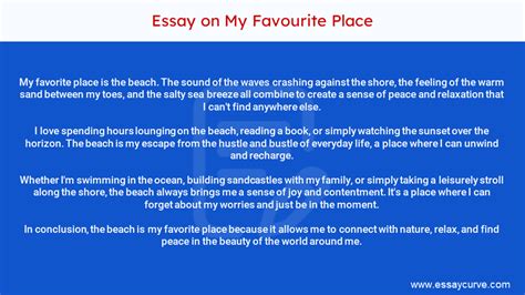 Essay On My Favourite Place 10 Lines 100 To 1500 Words Essay Curve