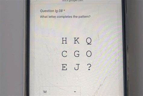 Question What Letter Completes The Pattern Studyx