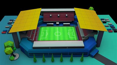 Estadio de fútbol Low Poly Modelo 3D 18 c4d 3ds unknown dae obj