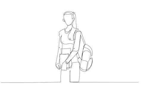 Dessin D une étudiante Tenant Des Livres Sous La Taille Style D art En