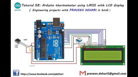arduino thermometer using lm35 with lcd display tutorial 58 youtube