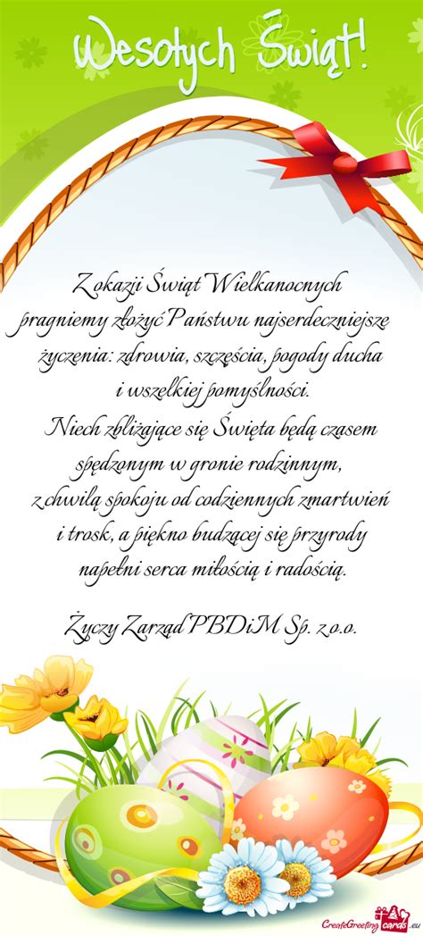 Pragniemy złożyć Państwu najserdeczniejsze życzenia zdrowia szczęścia