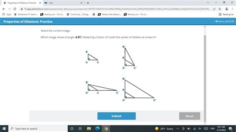 select the correct image which image shows triangle dilated by a factor of 3 with the center of