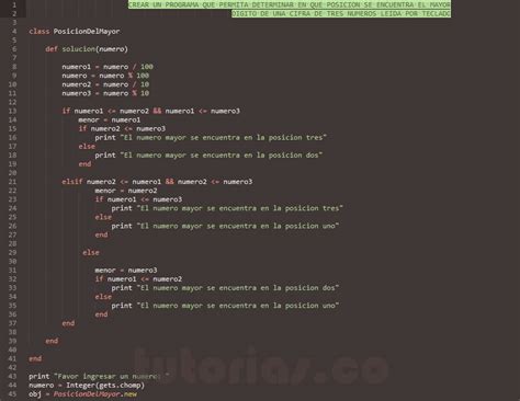 POO Sentencia If Else Ruby Posicion Del Mayor Valor Tutorias Co