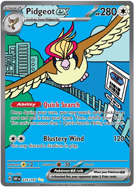 Pidgeot Ex Obsidian Flames 225 Pokemon Card