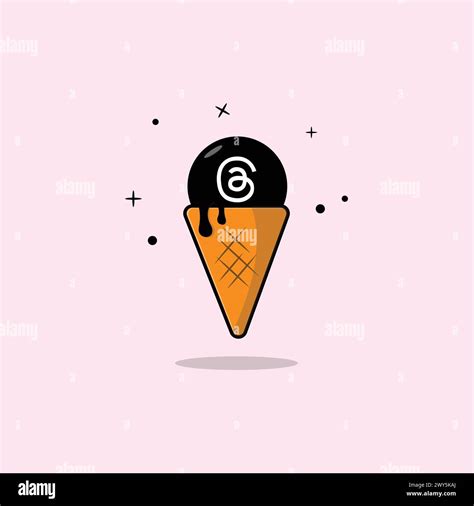 Cute Thread Melting Cone Ice Cream Vector Illustration Flat Cartoon Style Design For T Shirt