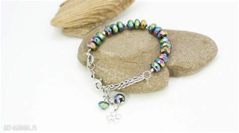 bransoletka hematyt w stali szlachetnej ciekawe ღ art Madam pl