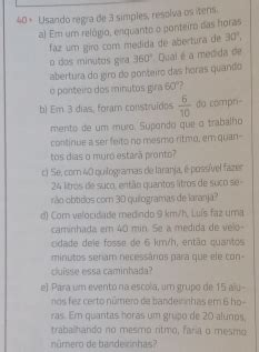 Solved 40 Usando Regra De 3 Simples Resslva Os Itens Al Em Um