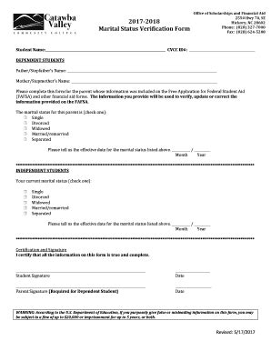 Fillable Online Marital Status Verification Form Fax Email