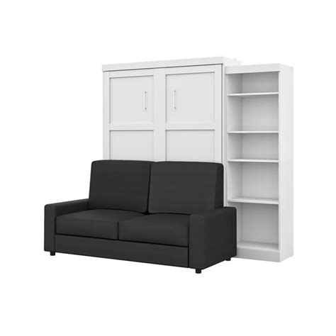 Grand lit escamotable blanc Pur de 96 po par Bestar avec unité de