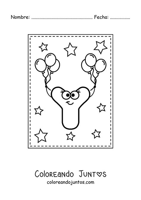La Letra Y May Scula Animada Con Globos Coloreando Juntos