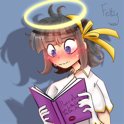 Angel Azazel With Her Photo Album With Demon Girls And With A Sign A Trace Of A Kiss That
