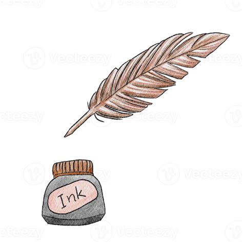 ilustración acuarela útiles escolares pluma tinta 13392174 PNG