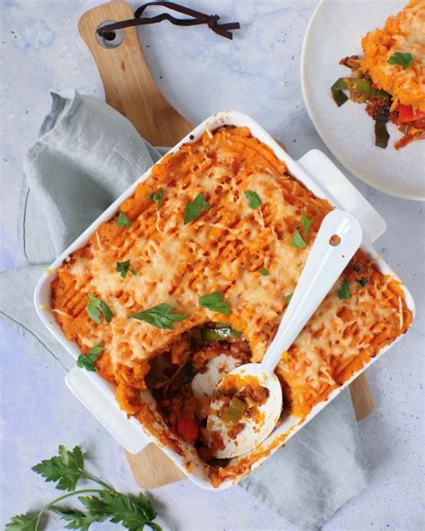 Ovenschotel Met Zoete Aardappel Vega Gehakt Prei En Paprika Jaimy