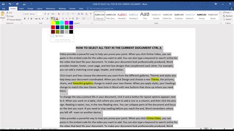 how to select all text in a word document without dragging or scrolling youtube