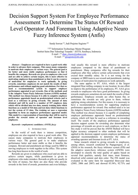 pdf decision support system for employee performance assessment to determine the status of