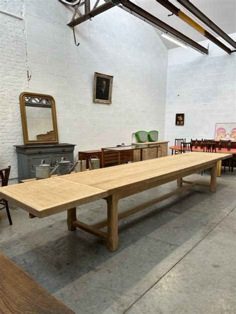 Immense table de ferme en chêne et ses 2 rallonges Nord Factory