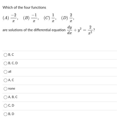 solved which of the four functions a x−2 b x−1 c x1