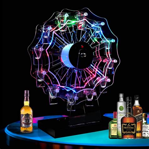 Amazonテキーラ観覧車 LED酒グラス収納ラック 充電式 ショットグラス カクテルグラス ボムグラス収納 カラフルな回転酒ラック